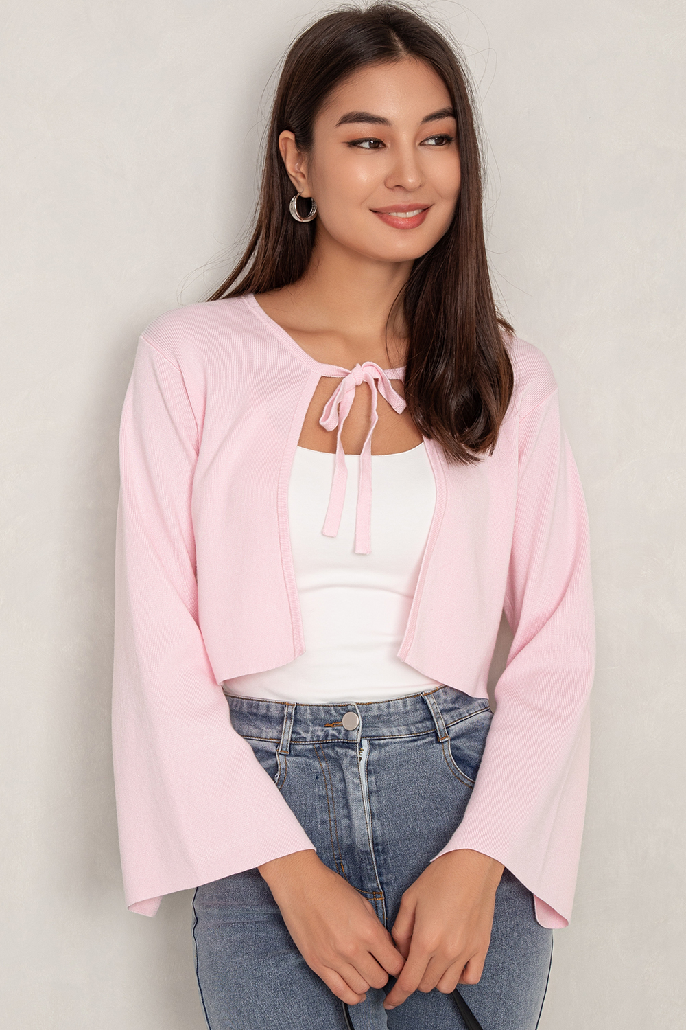 SSD Ravenna Tie Cardi Soft Pink
